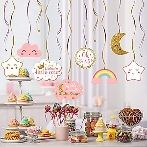 LINGTEER Twinkle Twinkle Little Star Swirls Streamers - Cheers to Baby Shower Birthday Party Hanging Decorations - Girl.