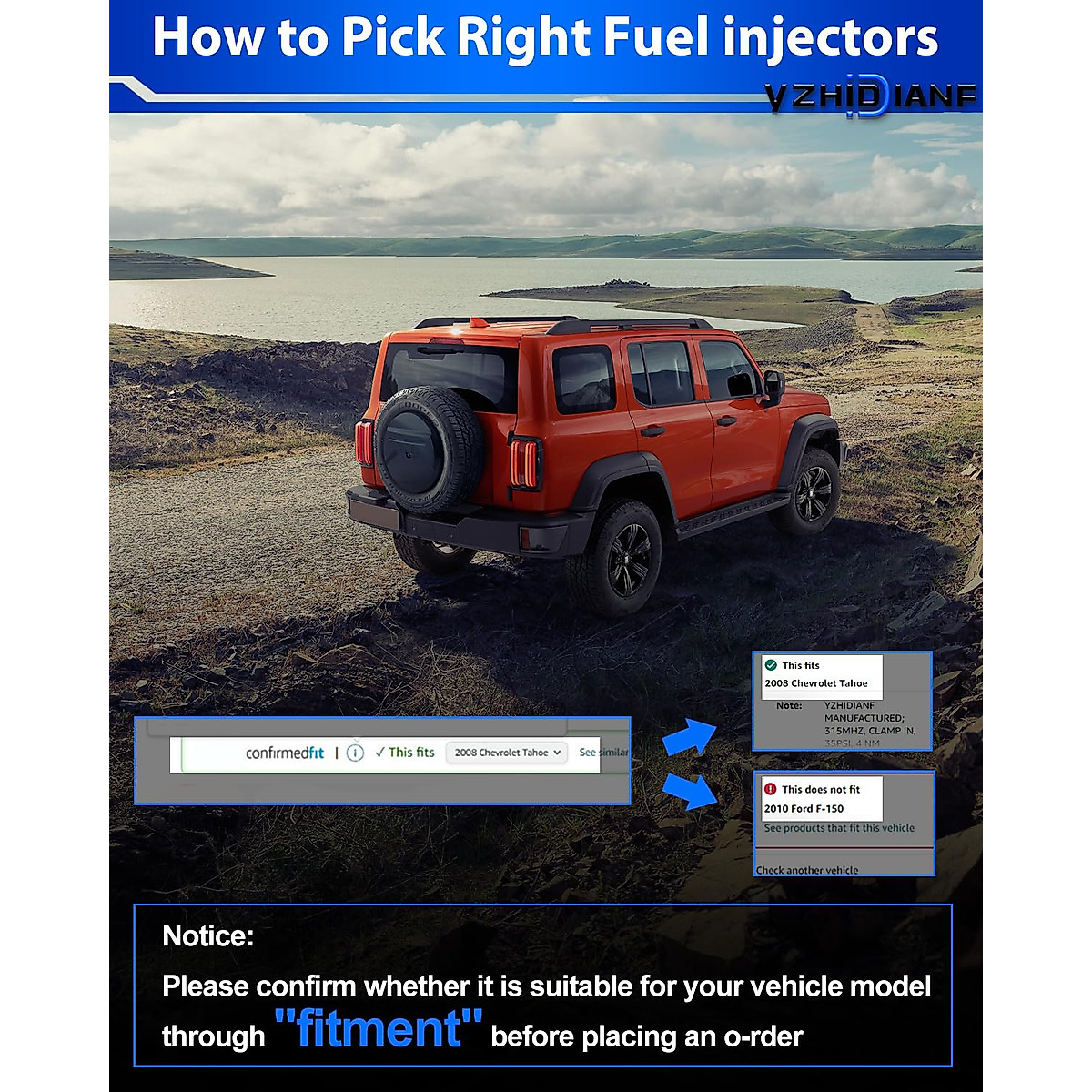 YZHIDIANF FJ817 Fuel Injectors Fits For:-Ford 2005 2006 2007 F150 F250 F350 Expedition Super Duty 5.4, For:-Lincoln Mark LT Navigator 5.4L, 5C3Z9F593DA 8S4Z9F593A 5C3Z-DC ​(8 Pcs)