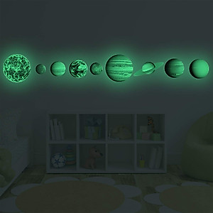 Glow in The Dark Stars and Planet Wall Stickers for Kids Bedroom Living Room 79pcs,9 Planets of Bright Solar System with 70pcs Stars