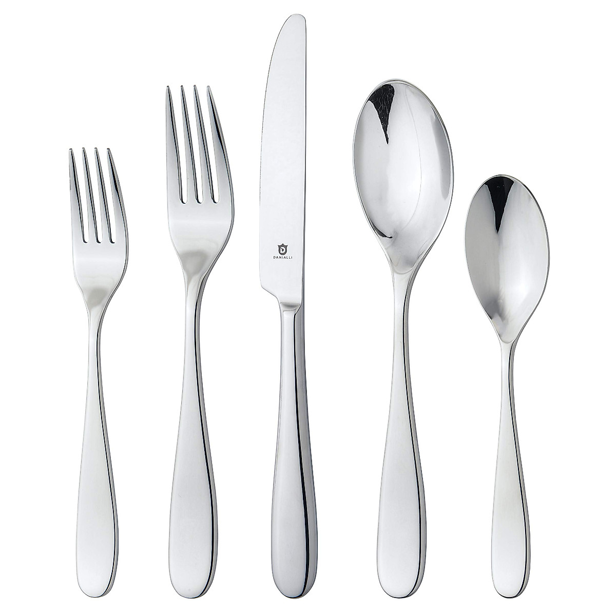 DANIALLI Modern Fidenza Silverware Set - 18/10 Stainless Steel Flatware Set for Elegant Dining - Dishwasher Safe Cutlery Set (40-Piece)