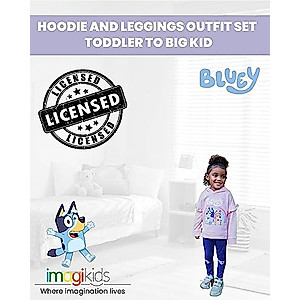 Bluey Bingo Toddler Girls Fleece Hoodie and Leggings Outfit Set Pink/Purple 5T
