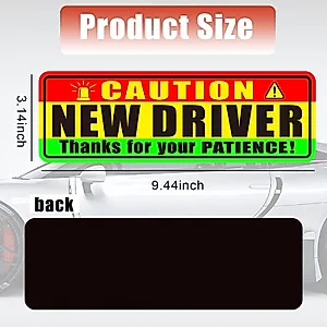 Smeyta Sticker for Car Window 3PC,No Magnetic Car Sticker and Decal,Removable Student Driver Safety Signs for Cars,Car Bumper Reflective Decal(Yellow&Red&Green New Driver,3PC)