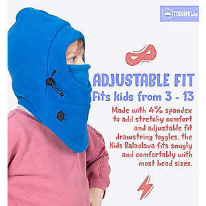 Tough Headwear Kids Winter Hat with Mask - Ski Mask for Kids - Ninja Kids Balaclava & Winter Face Mask for Kids w/Hood - Toddler Balaclava Blue