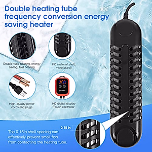 Buinto Fish Tank Heater. Aquarium Heater. Small Pond Heater. 800W. 1200W Double-Tube Heating, Energy Saving and Power Saving. Suitable for Freshwater and Saltwater Aquariums (1200W)