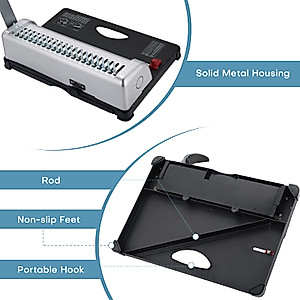 MYFULLY Comb Binding Machine, 21-Holes, 450 Sheets, Paper Punch Binder with Starter Kit 100 PCS PVC Comb Bindings Perfect for Letter Size, A4, A5 or Smaller Sizes Office Documents