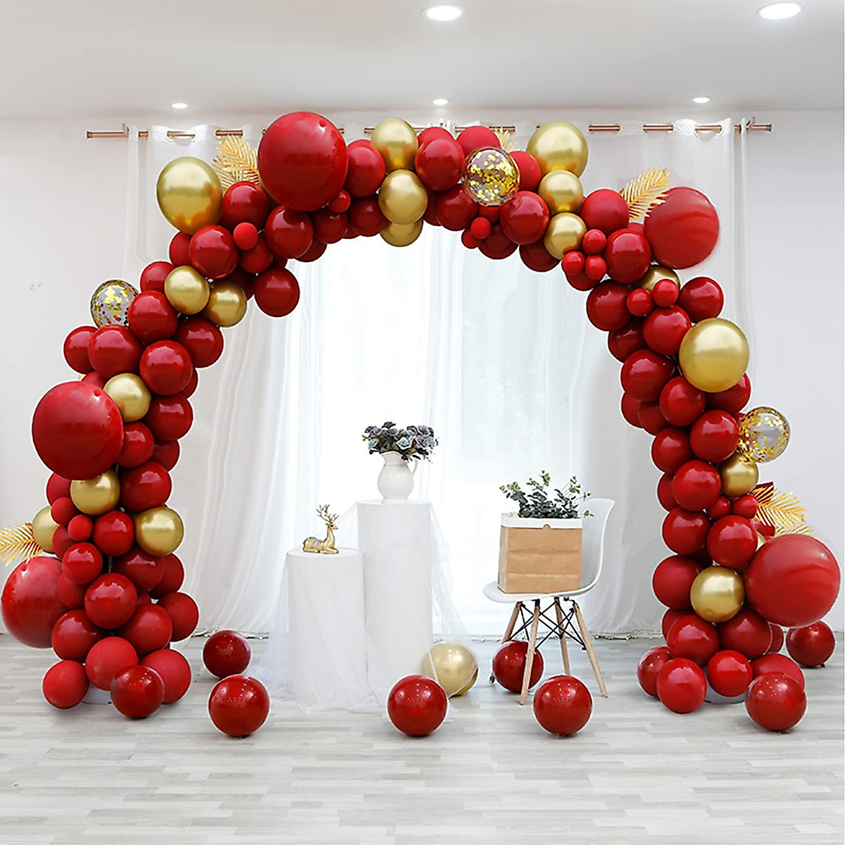 155pcs Red Gold Balloon Garland Kit for Graduation Wedding Birthday Baby Shower Party Decoration