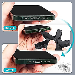 12 in 1 iPhone Cleaning Kit, Airpods Cleaning Kit with Portable Bag, iPhone Charging Port Cleaning Kit, Fix Unreliable Charging Connection, 2023 (Black)