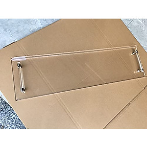 WANLIAN Transparent Bathtub Caddy Tray, Transparent Acrylic Bathroom Tray, with Durable Handles, Holds Phone, Books, Candles, Food, Wine and Tablet (Silver Handle Bathtub Tray)