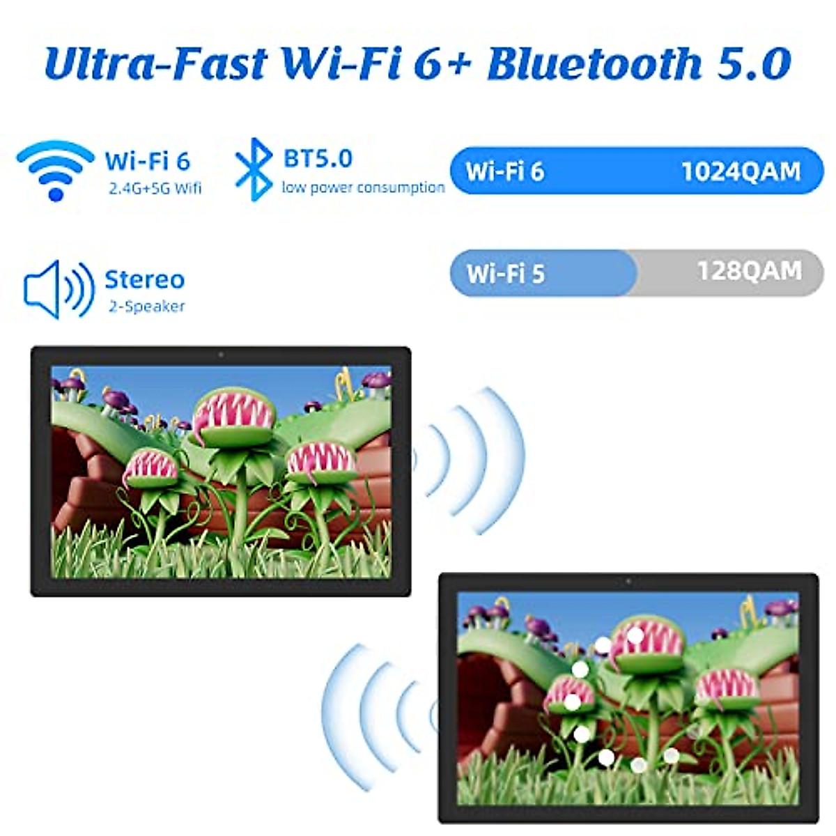 10 inch Tablets, Android 11.0 Tablets, 6GB+128GB, 512GB Expand, Quad-Core, Dual Camera, HD Touch Screen, BT, Wi-Fi 6, Google GMS