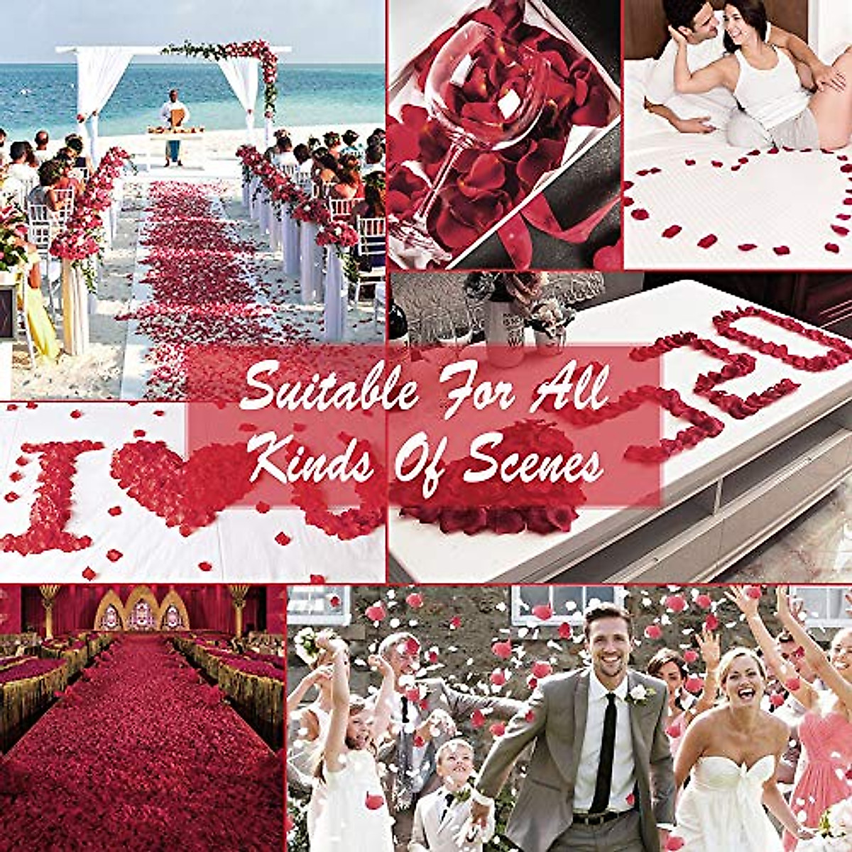 Vanleonet Rose Petals 2000 PCS Artificial Flower Silk Petals,Wedding Party Holiday Decoration for Romantic Night Valentine Day