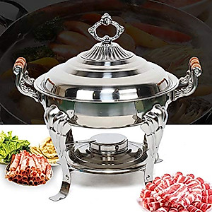 Cutycaty Chafing Dish Buffet Set Stainless Steel Roll Top, Heat Container Food Warmer Round Dish Set, Round Warming Container Dinner Serving Buffet Warmer Fits Weddings Buffets