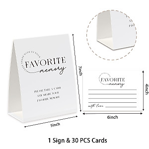Xenseou Share A Memory Sign and Cards, Share A Memory Set for Celebration of Life/Birthday/Anniversary/Funeral/Graduation/Bridal Shower Game, Keepsake Funeral Card, Simple Funeral Memory Card-SAM05