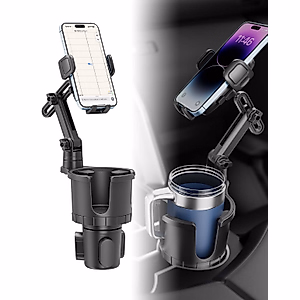 WAVECUER Cup Holder Phone Mount for Car, Phone Cup Holder for Car iPhone with Expandable Base, Compatible with iPhone Samsung All Phones (1 Pack)