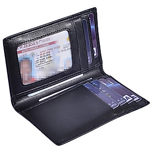 YUHAN PRETTY Slim Thin ID/Credit Card Holder Leather Bifold Front Pocket Wallet RFID Blocking (Black)