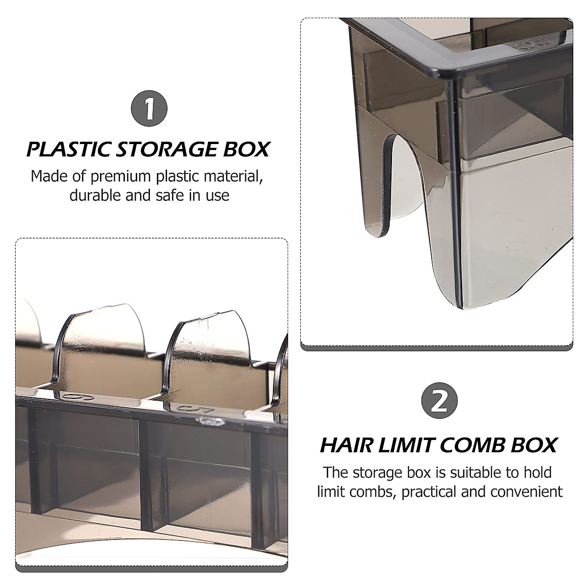 Clipper Guard Tray Plastic Blades Organizer Barber Guide Comb Storage Box Clipper Holder Hair Tools Organizer Table Storage Tray For Hair Clipper Comb 2Pcs Guide Comb Storage Case