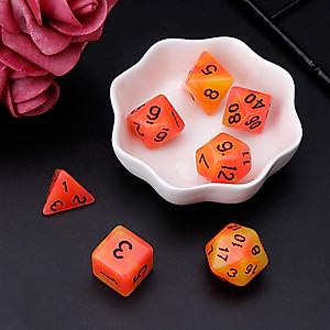 7pcs/Set Luminous Polyhedral Sided Dice D4 D6 D8 D10 D12 D20 Set for Dungeons & Dragon D&D RPG Poly Game