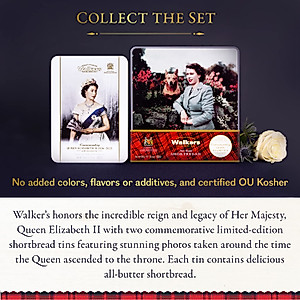 Walker's Shortbread Queen Elizabeth II Limited Edition Commemorative Tin, All-Butter Shortbread Cookies, 10.6 Oz