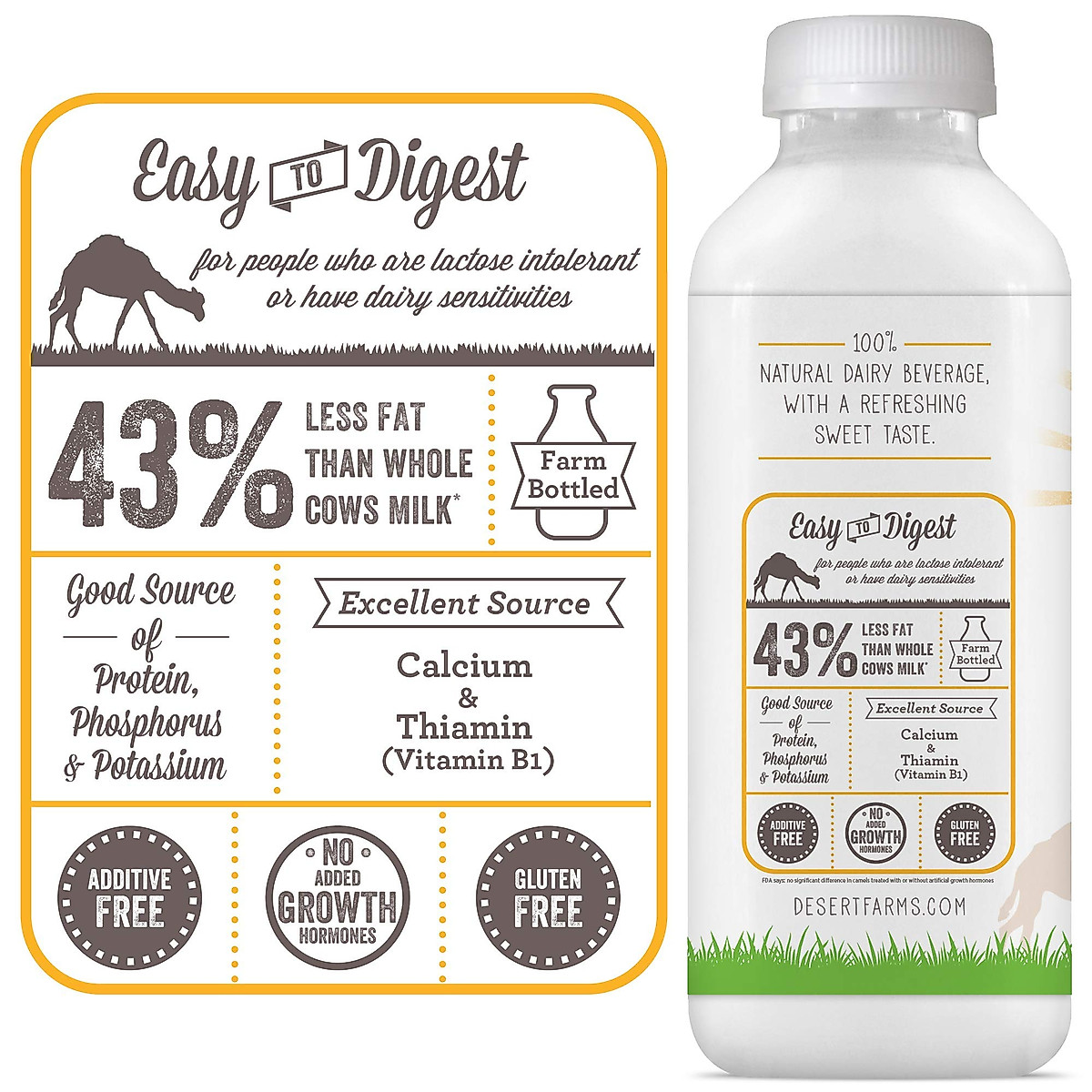 Organic Fresh Frozen Camel Milk - Fresh Flavor with Health Benefits - Pure & Natural Grade A -Allergen Free Milk from Healthy Camels in Midwest - Made In The USA [6 Pack]