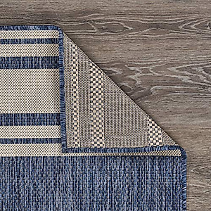 Lr Home Ox Bay Seamas Nautical Navigation Indoor Outdoor Rug, Navy/White, 3' x 5'