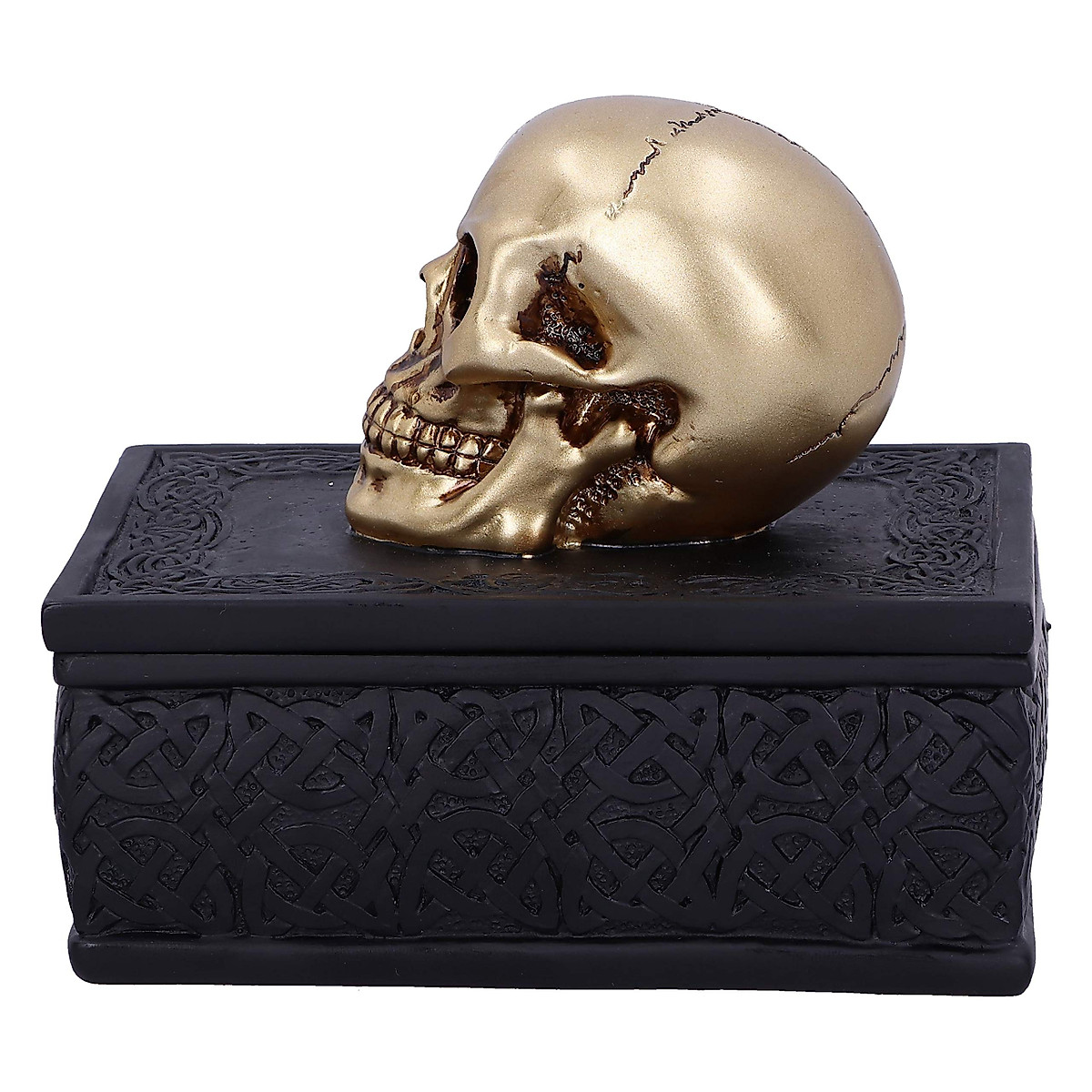 Nemesis Now Celtic Opulence Golden Skull Black Trinket Box, 11.8cm