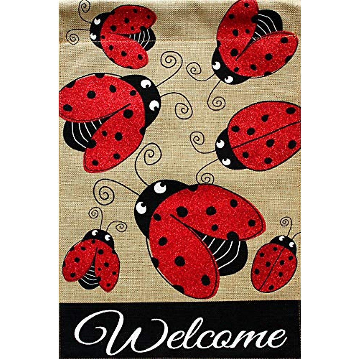 Ladybug Gathering Burlap Spring Garden Flag Welcome 12.5" x 18" Briarwood Lane