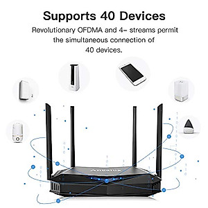 Ancatus-WiFi 6 Router AX1800, 1.8Gbps Speed, Gigabit, Ethernet, MU-MIMO, OFDMA, 802.11ax, Dual Band, WPA3, Firewall, Ipv6, Covers 2100 sq.ft, Connects 40+Devices