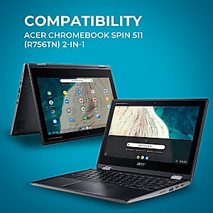 Gumdrop DropTech Laptop Case Fits Acer Chromebook Spin 511 (R756TN) 2-in-1 - Rugged Drop Tested and Shockproof Reliable Device Protection for Kids K-12 Students School Office or Business Use - Black