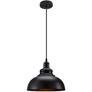 Asnxcju Farmhouse Pendant Light, Black Metal Pendant Light Fixtures, Industrial Vintage Adjustable Hanging Ceiling Light Fixture for Kitchen, Barn, Dining Room, Sink (1 Pack)