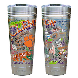 Catstudio Clemson University Collegiate Thermal Tumbler | Triple Wall Insulation With Non Slip Bottom | Great College Travel Cup for Water, Coffee, Tea, or Smoothies