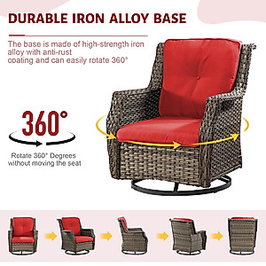 Yokayoay Wicker Swivel Rocking Chair, Outdoor Rattan Rocker Chair, Patio Conversation Chair for Deck Porch Backyard Balcony