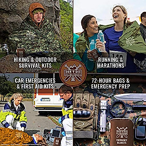 World’s Toughest Emergency Blankets [4-Pack] Extra-Thick Thermal Mylar Foil Space Blanket | Waterproof Ultralight Outdoor Survival Gear For Hiking, Camping, Running, Emergency, First Aid Kits [Camo]