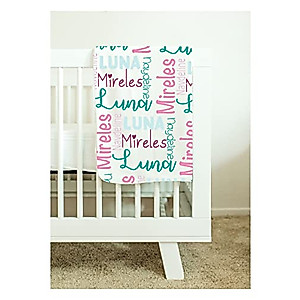 Personalized Baby Blanket with Name –Extra Soft, Premium Quality Baby Blanket for Girls & Boys with Customized Full Name Dyed Into Fabric–Fade Proof, Machine-Washable (Bubblegum Bubble)