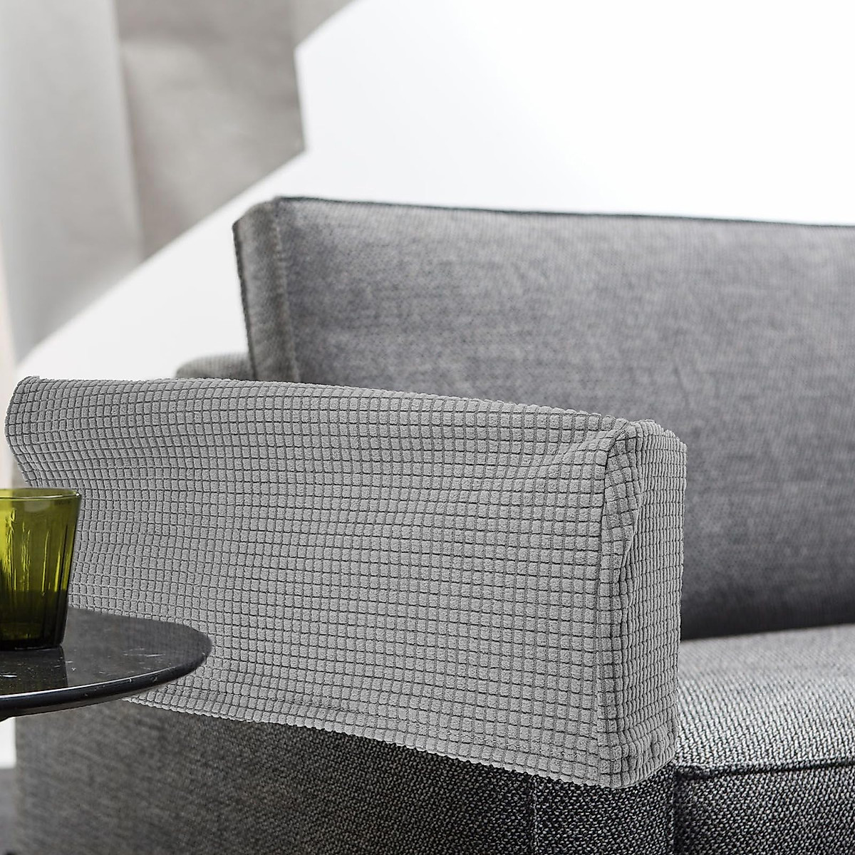 BESPORTBLE Chair Arm Covers Protectors 2pcs Chair Arm Protectors Universal Elastic Sofa Stretch Armrest Cover Sofa Side Towels Office Recliner Couch Loveseat Cloth(Light Grey) Chair Arm Covers