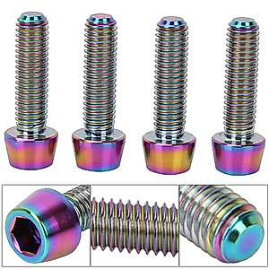 4pcs Bicycle Titanium Alloy Tapered Bolts,M5*18mm Bike Brake Screws Bolts, Mountain Bike Stem Fixed Screws, M5*18mm Bike Brake Screws Bolts, 4pcs Bicycle TitaBike Brake Screws Brake Lever Screws