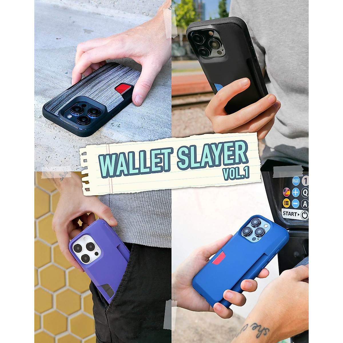 Smartish iPhone 15 Pro Wallet Case - Wallet Slayer Vol. 1 [Slim + Protective] Credit Card Holder - Drop Tested Hidden Card Slot Cover Compatible with Apple iPhone 15 Pro Case Wallet - Black Tie Affair