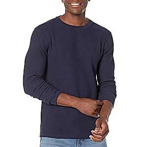 Amazon Essentials Men's Slim-Fit Long-Sleeve Waffle Shirt, Navy, Medium