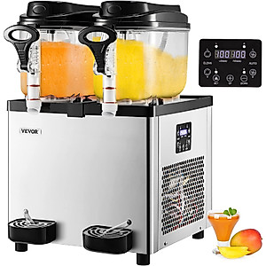 VEVOR Commercial Slushy Machine, 6 L x 2 Tanks 50 Cups Margarita Machine, 700W 110V Stainless Steel Smoothie Frozen Drink Maker, Perfect for Supermarkets Cafes Restaurants Bars and Home Use, Silver