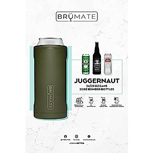 BrüMate Hopsulator Juggernaut Can Cooler Insulated for 24oz  / 25oz Cans | Can Coozie Insulated Stainless Steel Drink Holder for Beer, Tea, and Energy Drinks (Matte Black)