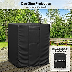 BROSYDA Central Large Air Conditioner Cover for Outside Units, Waterproof & Windproof Outdoor AC Units Cover Black (32"x32"x36" Inch)