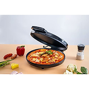 Courant Pizza Maker 12 inch Pizzas Machine, Newly improved Cool-touch Handle Non-Stick plates Pizza oven & Calzone Maker, Electric Countertop Oven for Home or School, 12” Indoor Grill/Griddle, Black