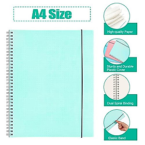 EOOUT 3 Pack Dotted Spiral Notebook, 8.5" x 11", A4 Journal for Women, Back to School, Thick Plastic Cover, 100gsm, for School, Office, Artist Writing/Drawing (Candy Colors)