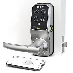Lockly Secure Pro, Wi-Fi Smart Door Lock, Keyless Entry Door Lock, PIN Genie® Keypad, 3D Biometric Fingerprint Sensor, Voice Control, Auto Lock - Satin Nickel (PGD628WSN) - Latch Edition