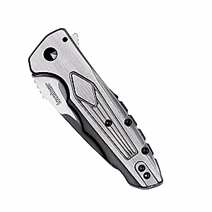 Kershaw Deadline Folding Pocket Knife (1087) 3.8 In. 8Cr13MoV Stainless Steel Blade with 2-Toned Handle, Features Reversible Deep Carry Clip and KVT Ball-Bearing Manual Opening System, 4.6 oz.,Grey, Small