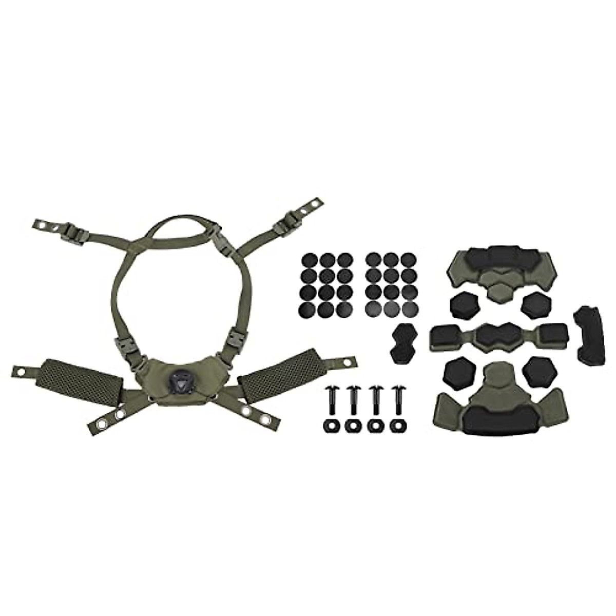 Helmet Padding Kit Adjustable Helmet Sphere Suspension System Soft Nylon Sponge Double Layer Outdoor (Army Green Sponge)