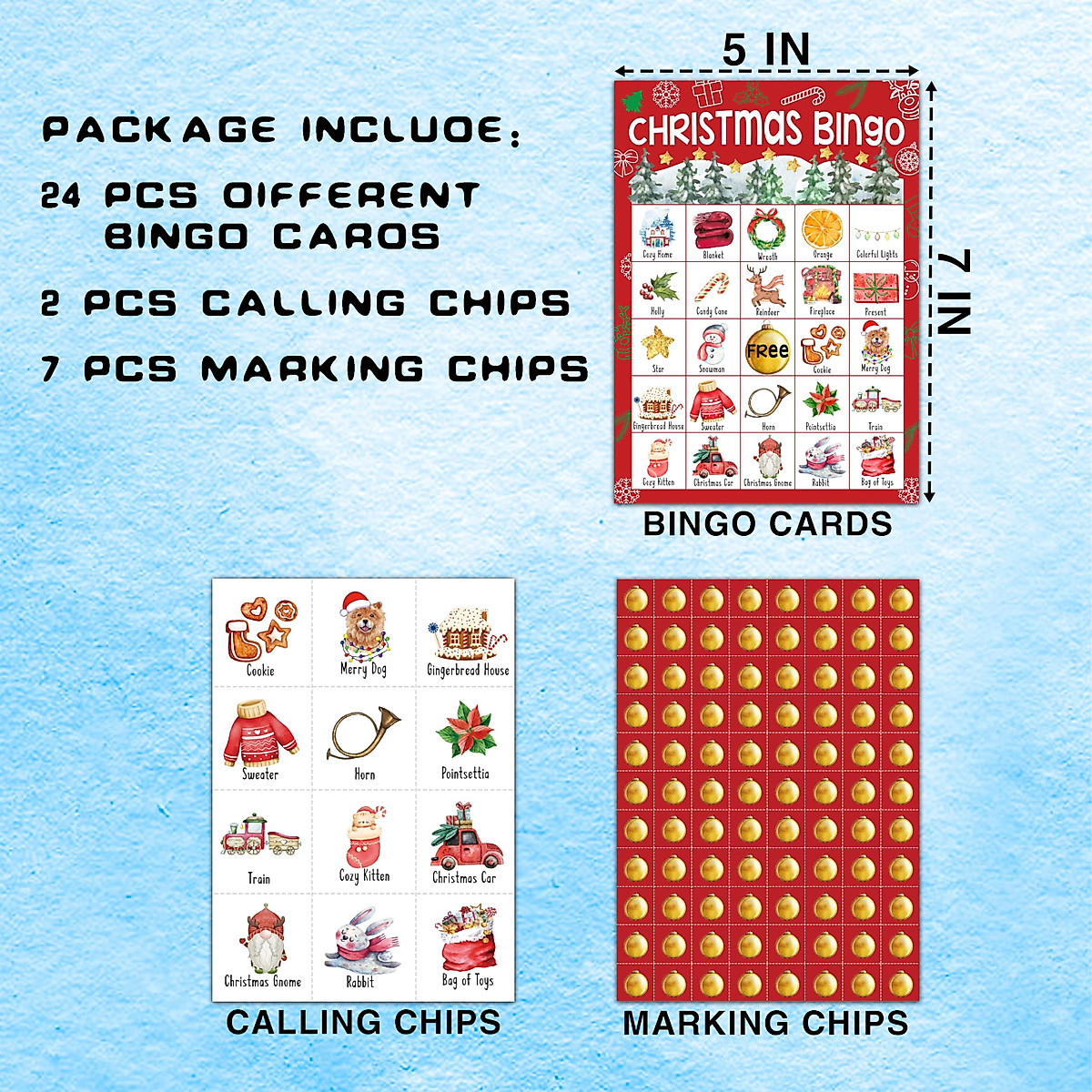 UTESG Christmas Bingo Games for Adults, 24 Players Christmas Bingo Cards, Christmas Games for Family School Classroom Activities, Christmas Party Supplies Favors, Gifts for Woman Men -C03