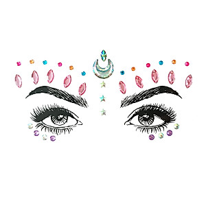 SHINEYES 6 Pcs Music Festival Face Jewels, Rhinestone Rave Face Gems Glitter,Crystal Birthday Party Festival Face Sticker, Eyes Face Body Temporary Tattoos for Festival Party