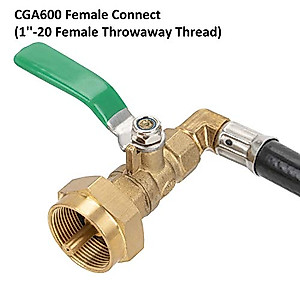 STYDDI 4FT / 48" Propane Refill Adapter Hose, 1Lb Propane Tank Refill Adapter Extension Hose with ON-Off Valve, Filling 1LB Tank Cylinders from 20-50 LB Tank, QCC1/Type 1 Connector, 350 PSI