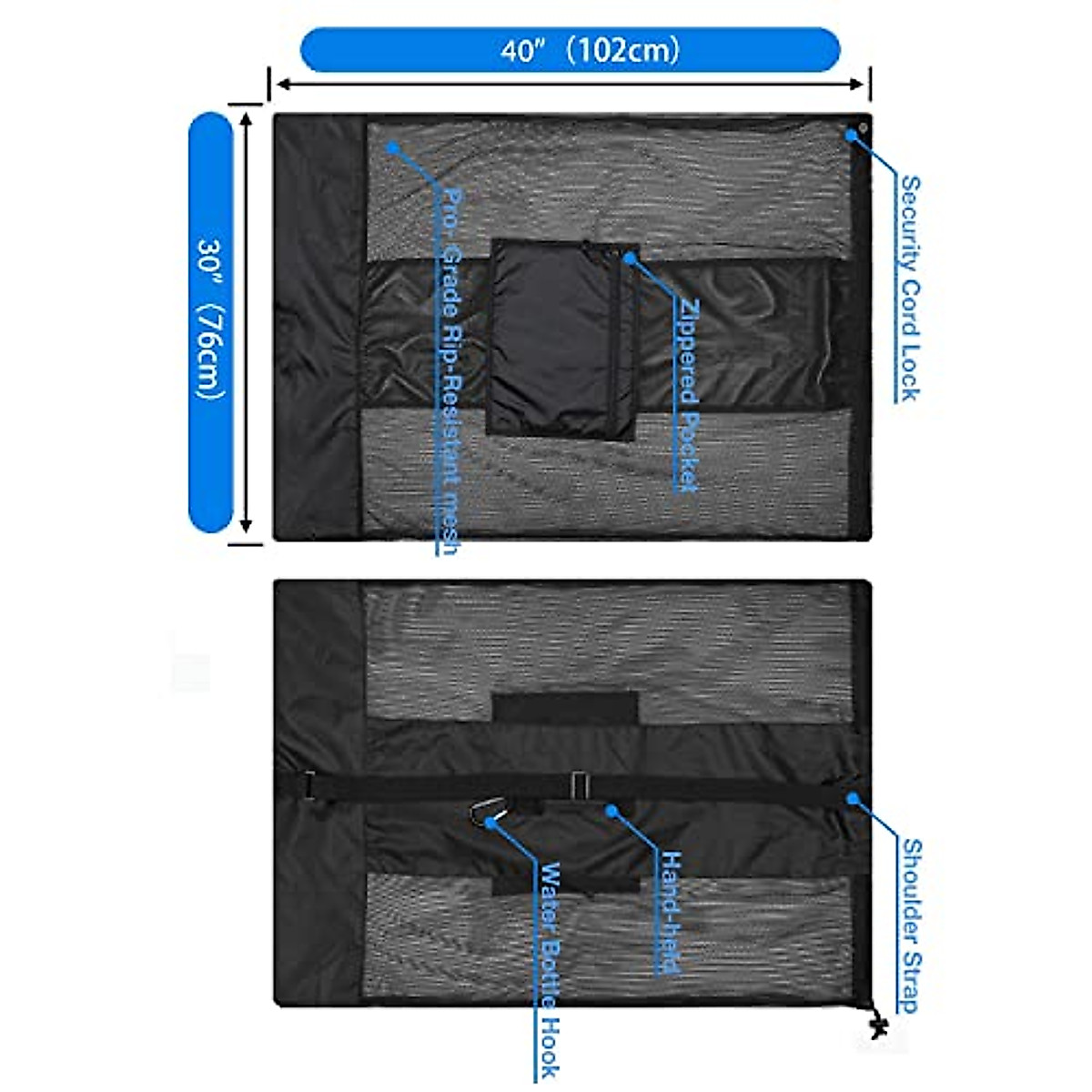 Extra Large Ball Bag, Mesh Soccer Ball Bag, Adjustable Shoulder and Portable Strap Design fit Coach,Adults and Kids, Best for Soccer Ball, Basketball, Volleyball, Baseball, Water Sports, Beach Cloth