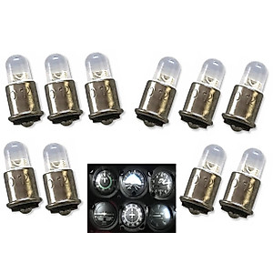 #327 LED Replacement Bulb | 28-Volt DC | Bi-Polar Contacts | Midget Flanged Base | Replaces Filament Bulb Numbers: 327, 387, 376, S3368-2, MS25237-327, AN3140-327 ((10-Pack; Bright White))