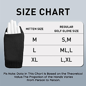 FINGER TEN Winter Golf Gloves Men Mitts Mitten Warm Fleece in Pair, Pull Up Fit Soft Comfortable Set (Black, X-Large)